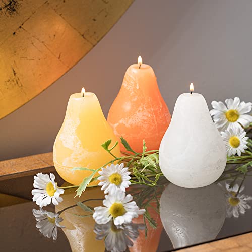 Sullivans Vance Kitira Pear Set of 3 Candles, Clean-Burning, Environmental-Friendly, Scentless, Real-Wax Candles, Home Décor, Hosting Décor