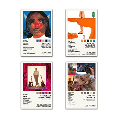 Tinysea Steve Lacy Music Album Poster 4pcs 08x12inches Unframed Canvas Wall Art For Room Aesthetic Gift For Funs