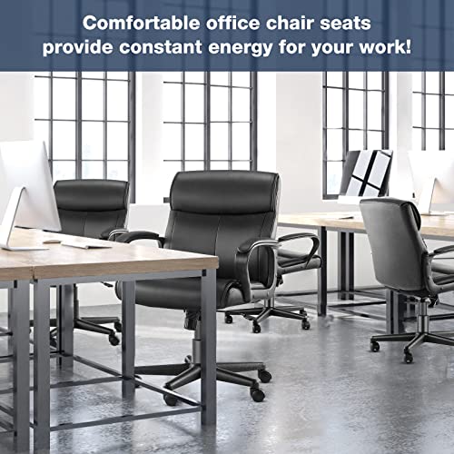 Executive Office Chair Computer Desk Chair with Padded Armrests, Ergonomic Chair Mid Back Lumbar Support and Adjustable Height & Tilt Angle Home Office Desk Chairs PU Leather Swivel Rolling Chair