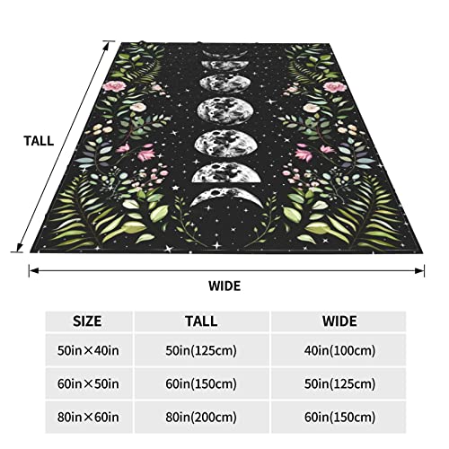 Floral Lunar Night Sky Moon Eclipse Blanket Fleece Soft Throw Blankets All Season Warm Lightweight Blankets for Bed Sofa Couch 50"X40"