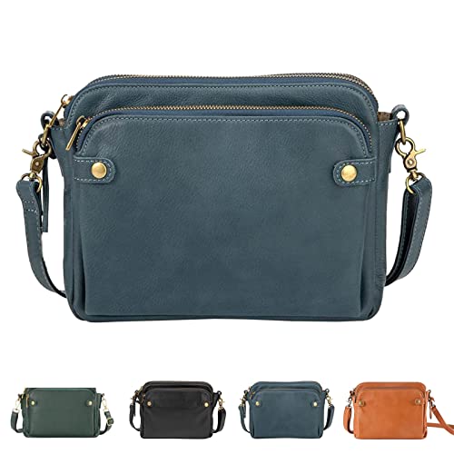 Takezumi Answeryen Off-crossbody Leather Shoulder Bags and Clutches, Women's Answeryen Cross Body Clutch with Adjustable Strap (Blue)