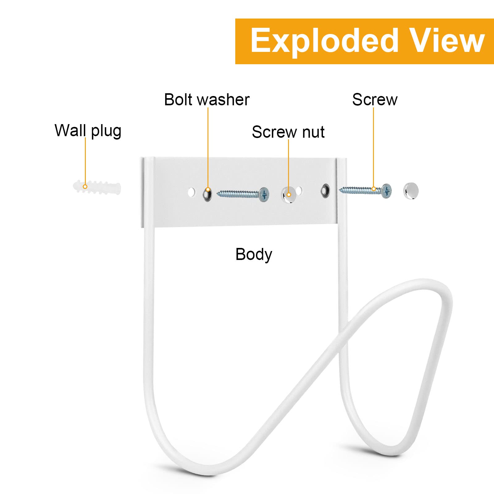 Flymer Hose Holder Water Hose Holders for Outside, Stainless Steel Garden Hose Hanger Wall Mount for Garden Hose - White, Set of 1