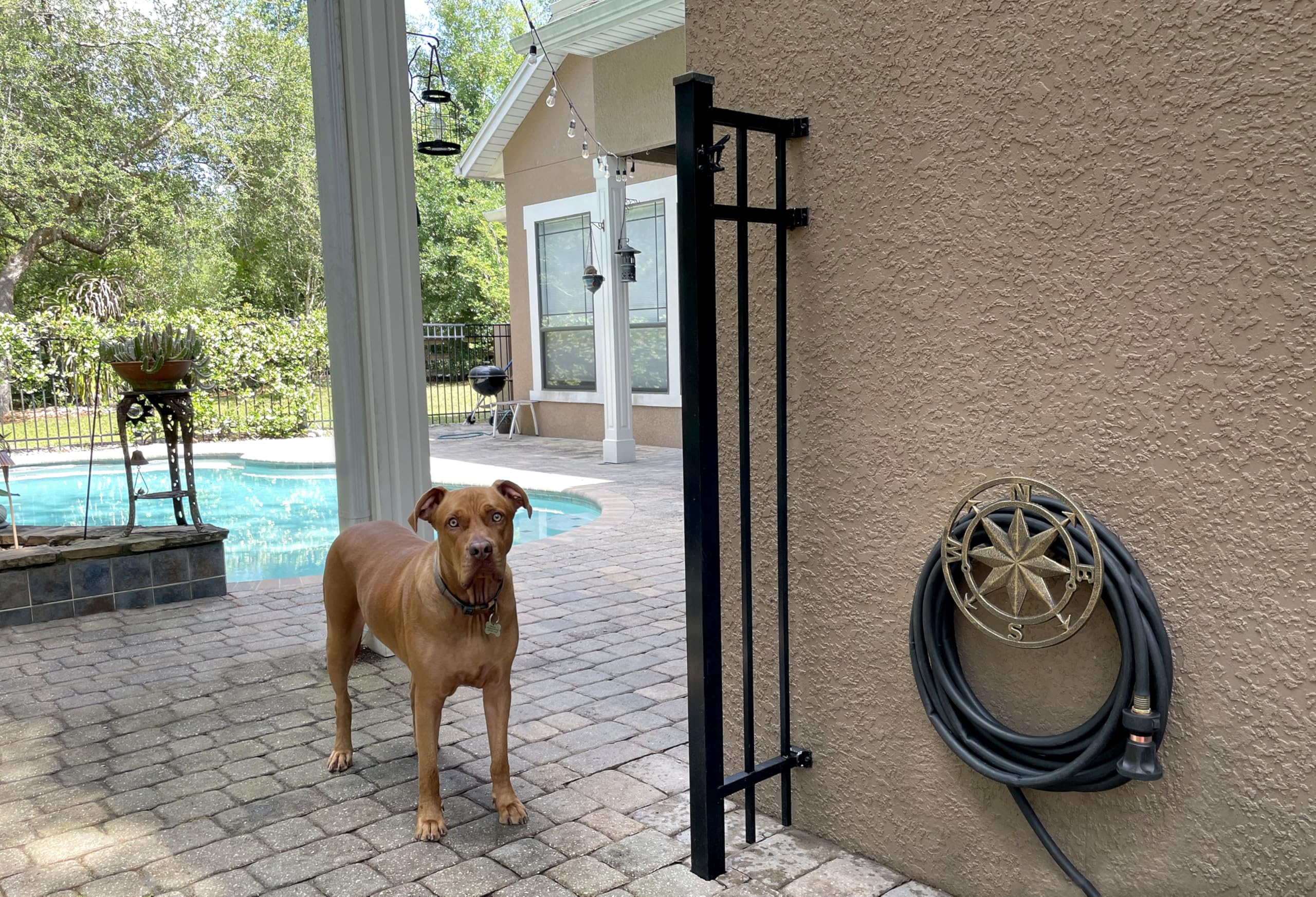 Bronze Finish Cast Iron Nautical Compass Rose Decorative Wall Mounted Garden Hose Hanger - Easy to Install - Coastal Outdoor Decor - 12 Inches in Diameter