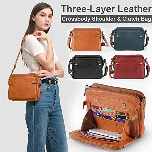 Takezumi Answeryen Off-crossbody Leather Shoulder Bags and Clutches, Women's Answeryen Cross Body Clutch with Adjustable Strap (Blue)