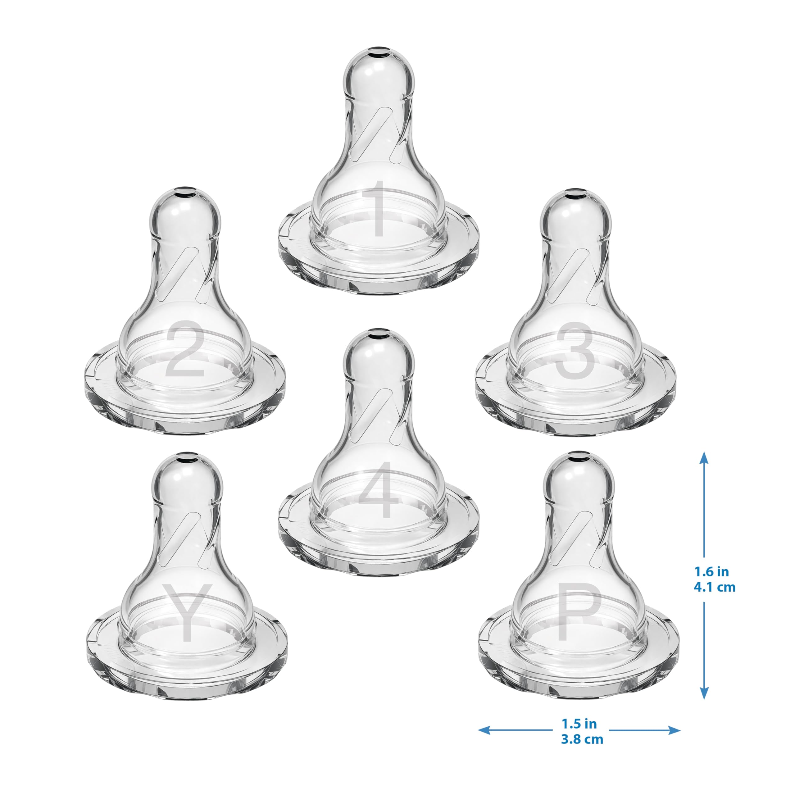 Dr. Brown’s Natural Flow® Level 4 Narrow Baby Bottle Silicone Nipple, Fast Flow, 9m+, 100% Silicone Bottle Nipple, 6 Pack