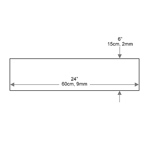 Rectangle Floating Glass Shelf - 6 " x 24 " Inch - 1/4 " Inch Thick - Flat Polished