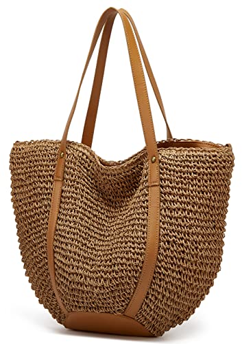Straw Bags for Women Summer Beach Woven Tote Hobo Handbag Casual Straw Shoulder Bags for Travel Vocation