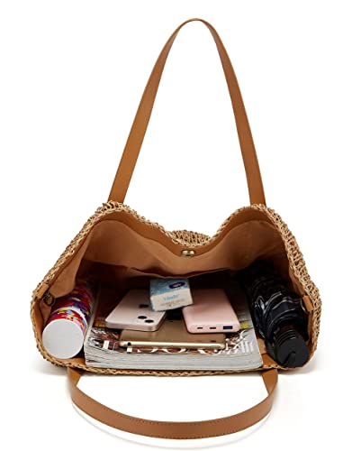 Straw Bags for Women Summer Beach Woven Tote Hobo Handbag Casual Straw Shoulder Bags for Travel Vocation
