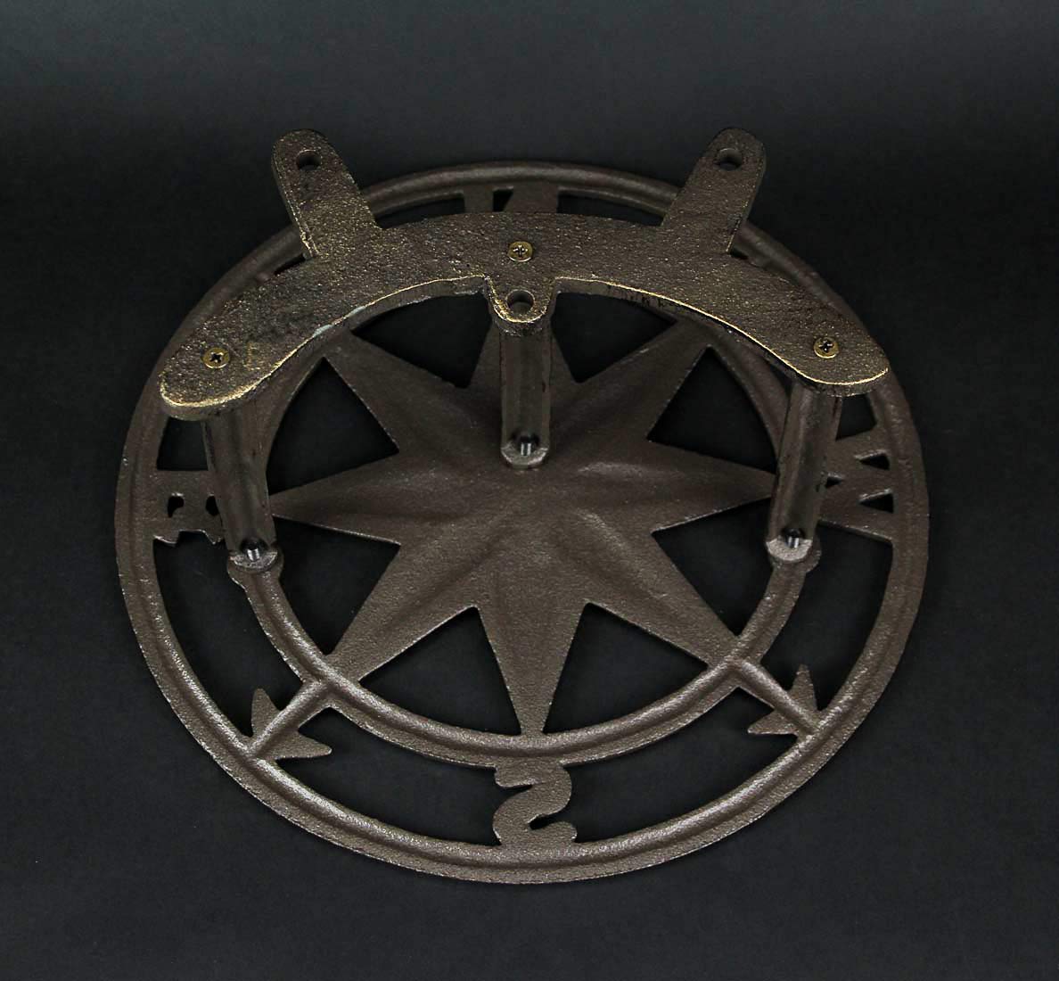 Bronze Finish Cast Iron Nautical Compass Rose Decorative Wall Mounted Garden Hose Hanger - Easy to Install - Coastal Outdoor Decor - 12 Inches in Diameter