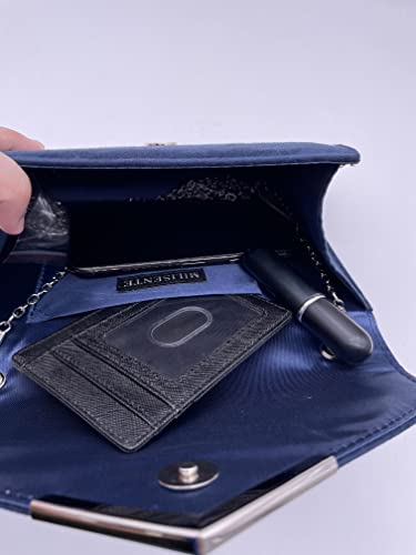Milisente Solid Clutch Purses For Women Large Wedding Suede Purses For Ladies Evening(Navy Blue)