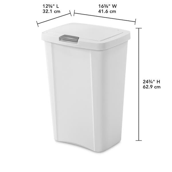 Sterilite 10458004 Touch Can, 13 Gallon, White