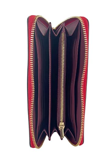 COACH Long Leather Zip Around Wallet Clutch in Miami Red - #C4451