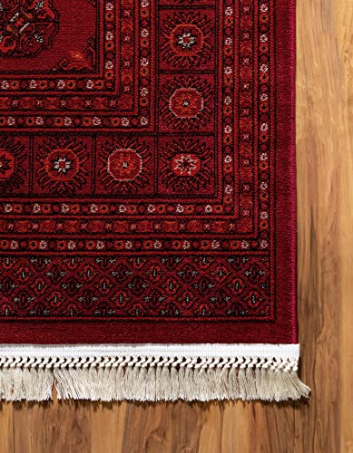 Rugs.com Bokhara Collection Rug – 6' x 9' Red Low Rug Perfect for Bedrooms, Dining Rooms, Living Rooms