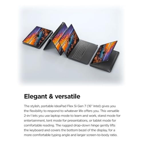 Lenovo 2023 Newest IdeaPad Flex 5 2-in-1 Laptop, 16" 2.5K Touchscreen, Intel Core i7-1255U (10 cores), 16GB RAM, 512GB SSD SSD, Intel Iris Xe Graphics, Wi-Fi 6, Backlit Keyboard, Windows 11 Home
