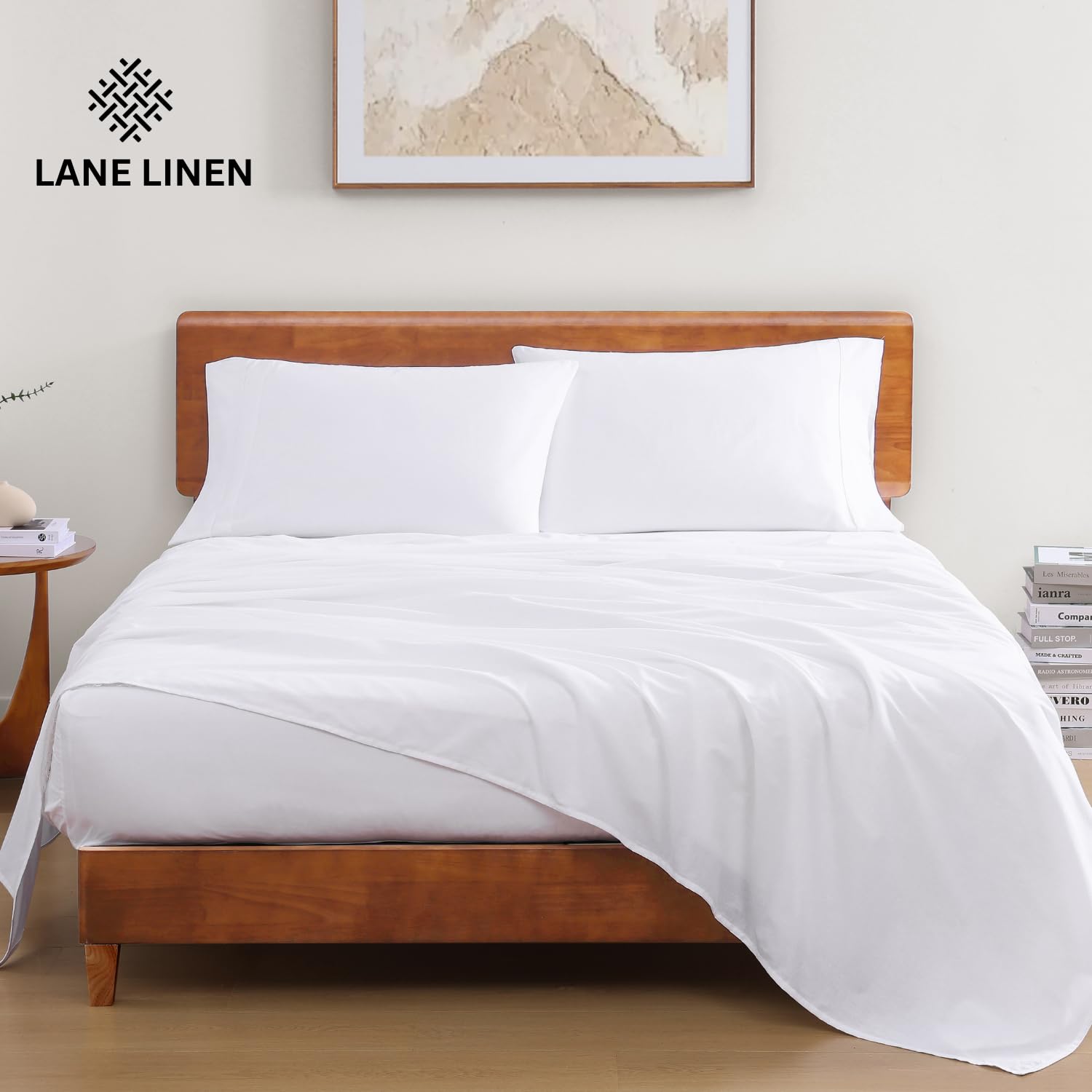 100% Organic Cotton Queen Sheets, 4-Piece bed sheets for Queen Size Bed Percale Weave Ultra Soft Best Bedding Sheets for Bed, Breathable, Fits Mattress Upto 15" Deep - White Queen Sheet Set