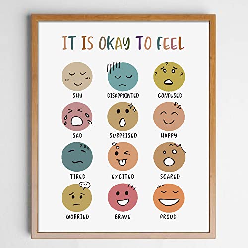 It Is Okay To Feel, Boho Classroom Decor, Mental Health, Playroom Decor, Child Art, Back To School, Teacher Gifts, Classroom Decor, Classroom Wall Decor, No Framed (8X10 INCH)