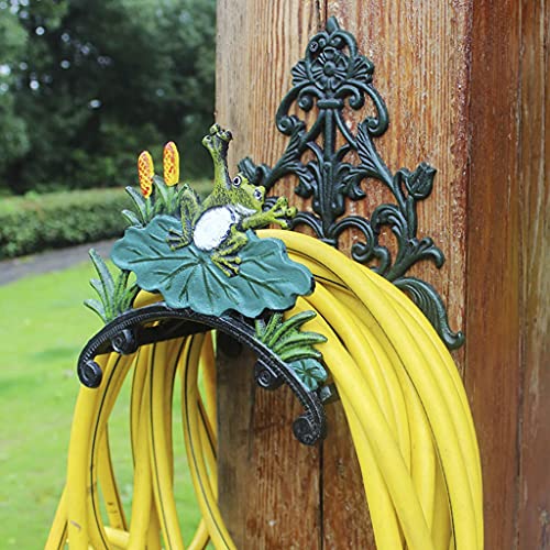 AKDXMHeavy Duty Garden Hose Holder,Water Hose Holder Wall Mount,Garden Butler Hose Hanger,Wrought Iron Craft,Graceful Pattern,Decorative Garden,B