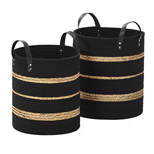 Closet Complete 2-Pc. Cotton & Grass Braided Basket Set (Black)
