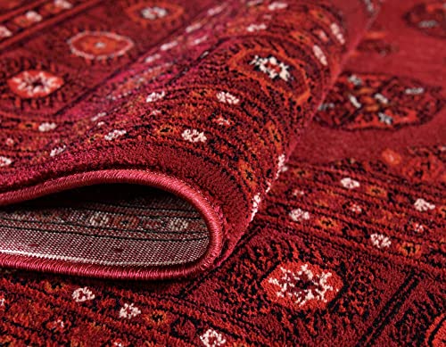 Rugs.com Bokhara Collection Rug – 6' x 9' Red Low Rug Perfect for Bedrooms, Dining Rooms, Living Rooms