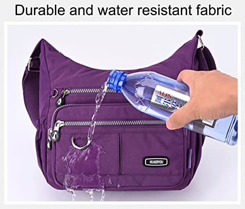 JiaYou Women Nylon Croosbody Bag Casual Hobo Bag fit for Shooping Travel(Purple,6 Liters)