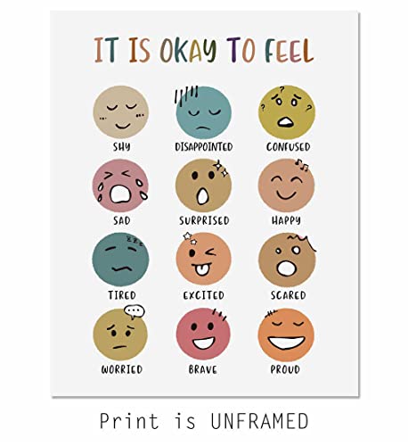 It Is Okay To Feel, Boho Classroom Decor, Mental Health, Playroom Decor, Child Art, Back To School, Teacher Gifts, Classroom Decor, Classroom Wall Decor, No Framed (8X10 INCH)