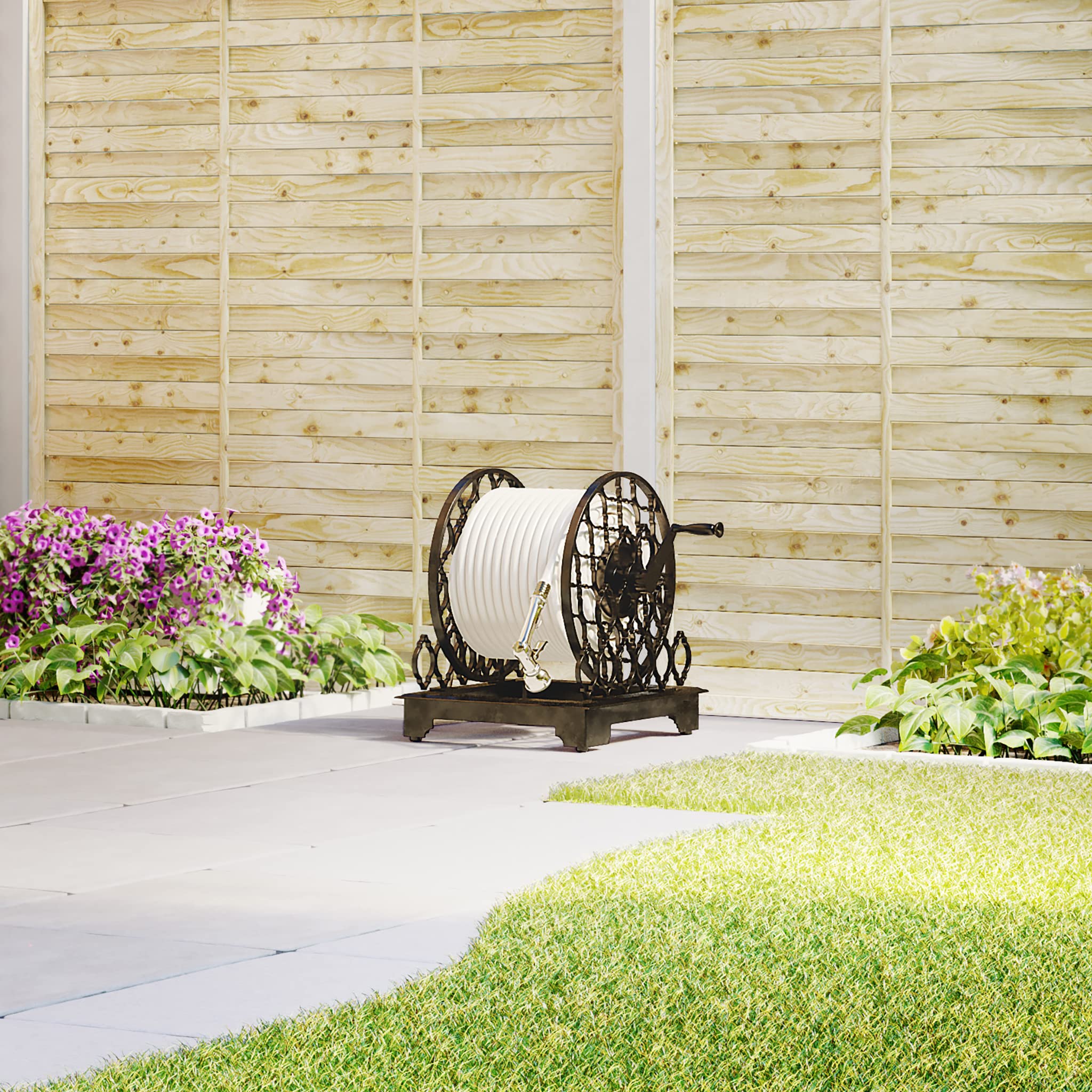 Lush Landscapes Metal Ornamental Hose Reel II