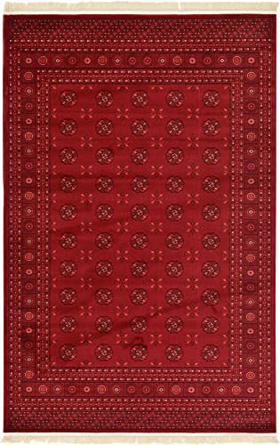 Rugs.com Bokhara Collection Rug – 6' x 9' Red Low Rug Perfect for Bedrooms, Dining Rooms, Living Rooms