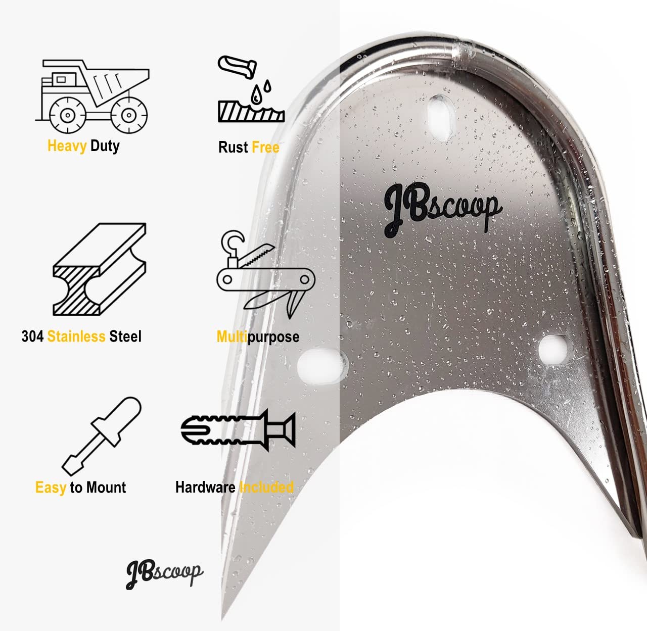 JBscoop Garden Hose Holder Stainless Steel Small Wall Mount Garden Hose Hook, Ideal for Water, Air, Hydraulic Hose, Ropes, Extension Cords Heavy Duty & Rust Proof