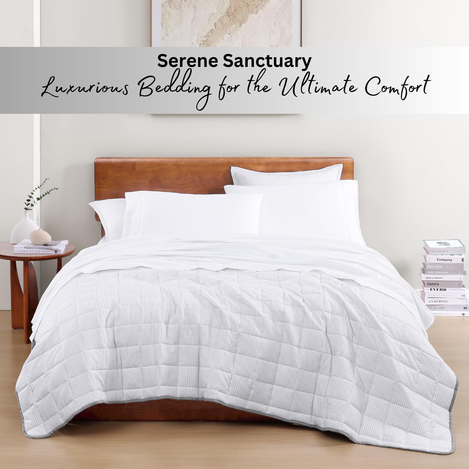 100% Organic Cotton Queen Sheets, 4-Piece bed sheets for Queen Size Bed Percale Weave Ultra Soft Best Bedding Sheets for Bed, Breathable, Fits Mattress Upto 15" Deep - White Queen Sheet Set