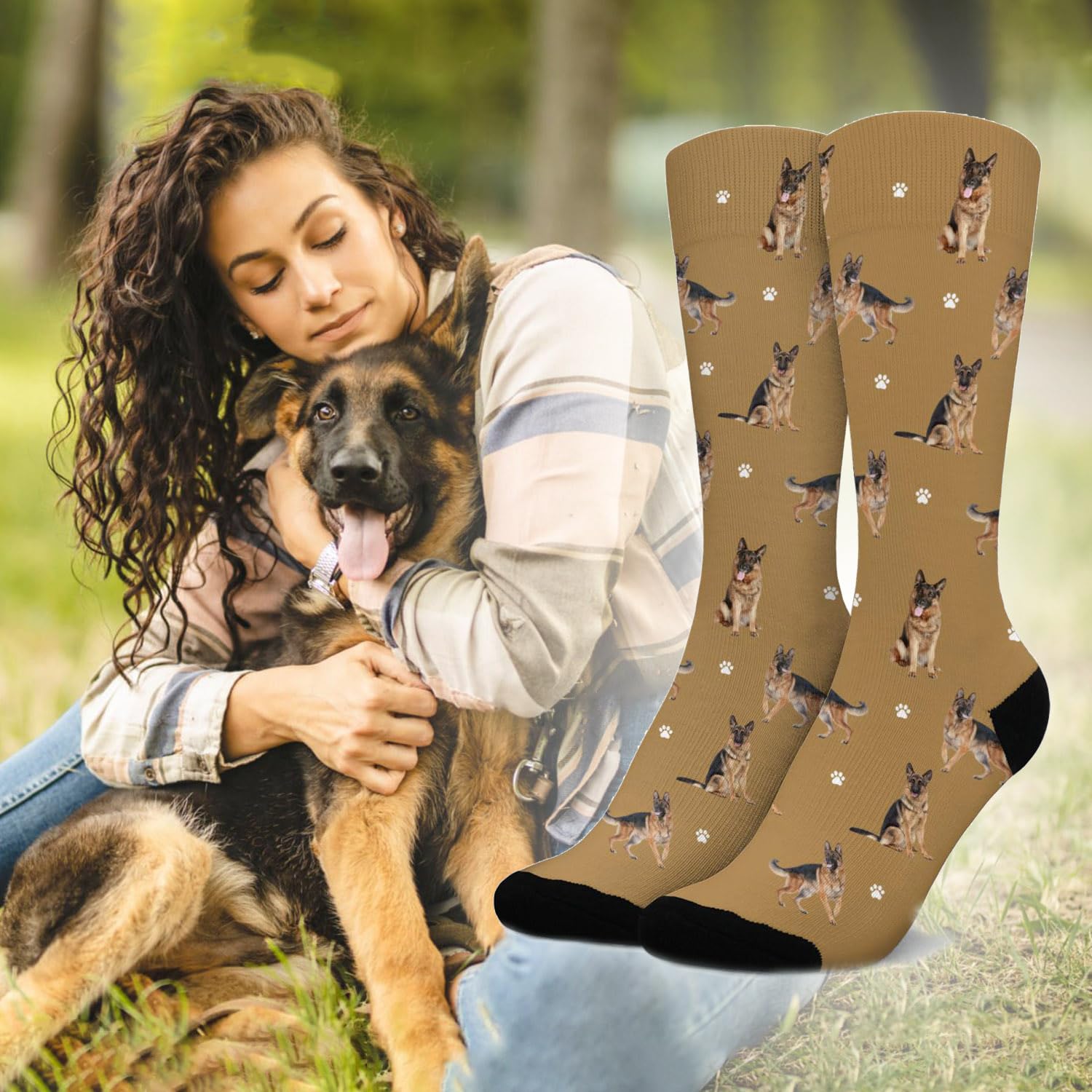 Subvise Funny German Shepherd Dog Crew Socks,Personalized Pet Athletic Winter Socks for Men Women (German Shepherd)