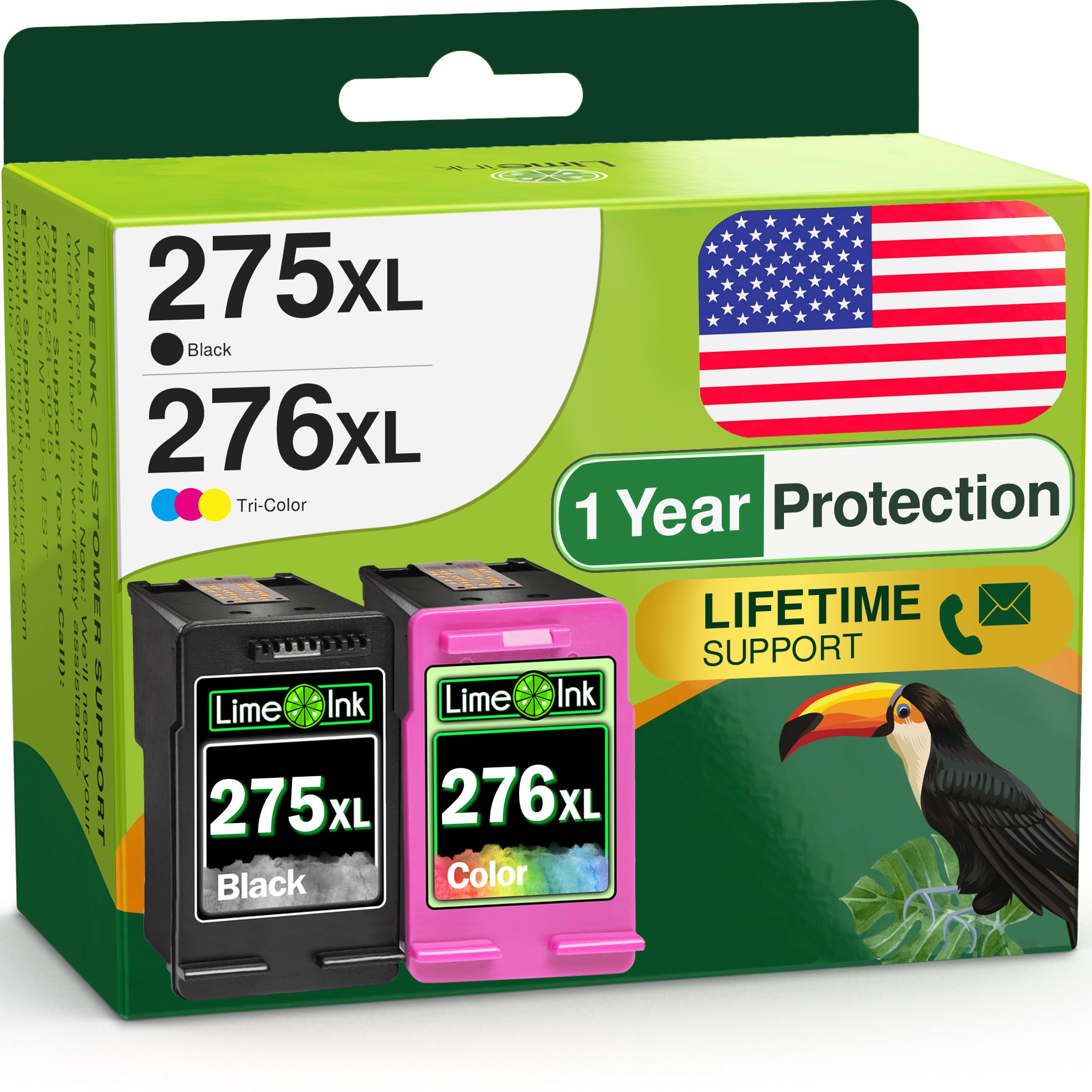 Limeink Remanufactured Ink Cartridges Replacement for Canon 275 276 Ink Cartridges 275xl 276xl for Canon Ink 275 276 for Canon Pixma TS3522 Ink Cartridges for Canon TR4720 Ink Cartridge Printer TS3500