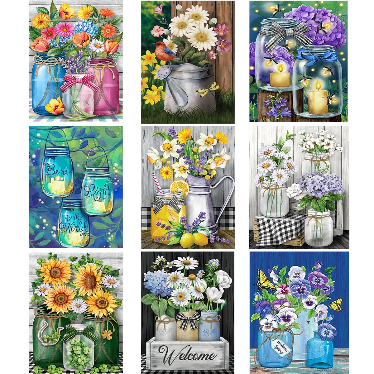 9 Pack Diamond Paintingļ¼DIY 5D Diamond Painting Kits for Adults and Kidsļ¼Diamond Painting Accessories, Diamond Art Kits for Adults Full,12x16 inch