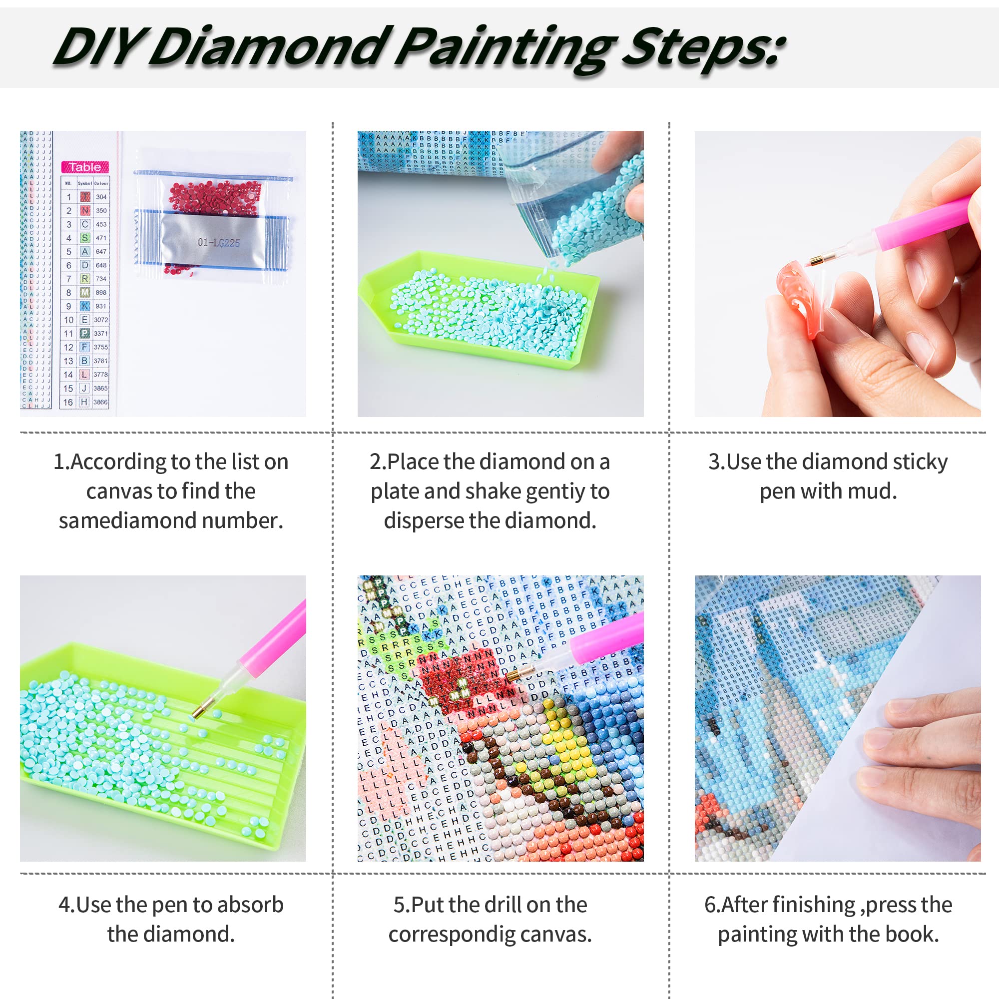 9 Pack Diamond Painting,DIY 5D Diamond Painting Kits for Adults and Kids,Diamond Painting Accessories, Diamond Art Kits for Adults Full,12x16 inch