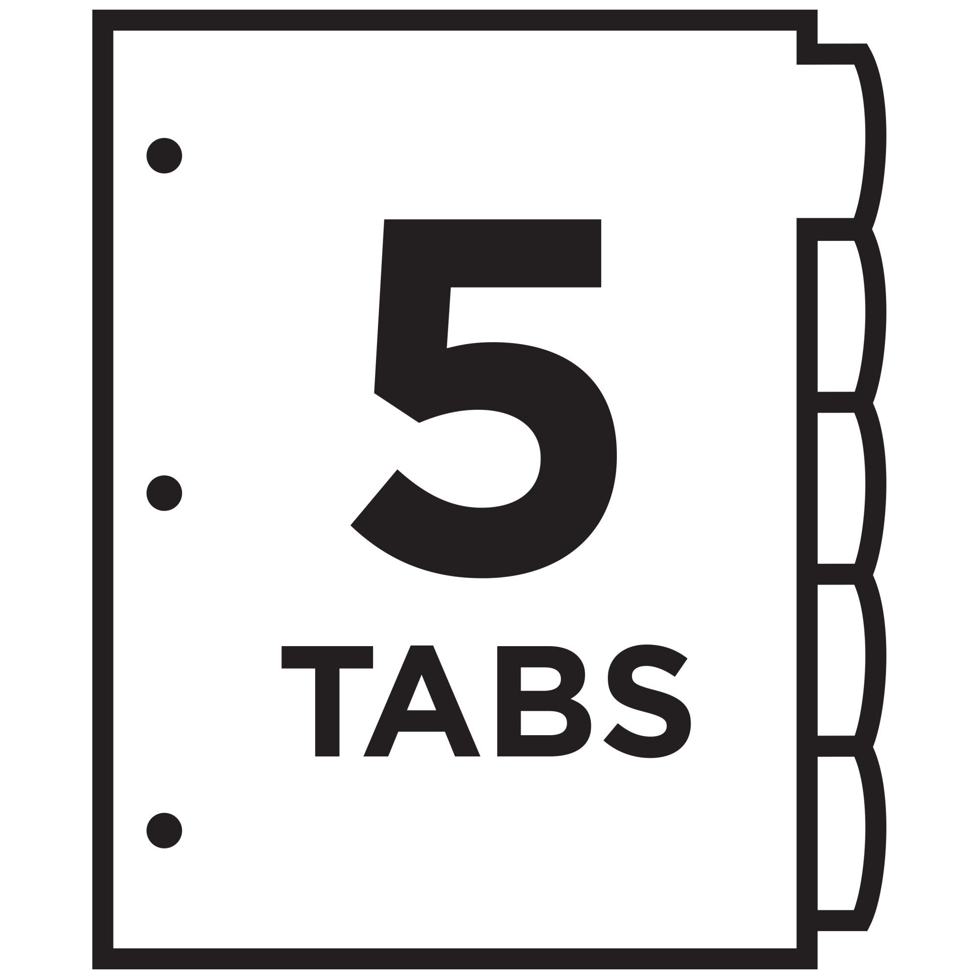 Avery Durable Plastic 5-Tab Write & Erase Big Tab Dividers for 3 Ring Binders, Pastel Brights (16270)