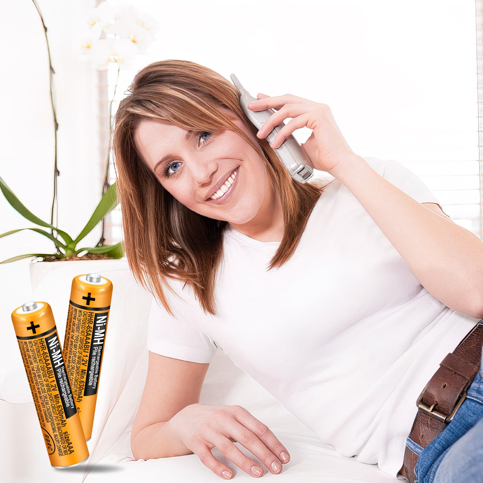 6 Pack HHR-65AAABU NI-MH Rechargeable Batteries 1.2V 630mAh AAA Battery for Panasonic Cordless Telephone Batteries