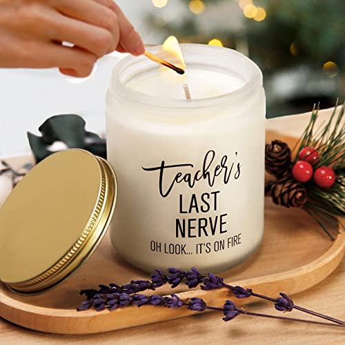 Teacher Appreciation Gifts - Teacher Gifts - Teacher’s Last Nerve Candle - Thank You Gift Bulk Present for Graduation Retired Teachers Thanksgiving Appreciation Week