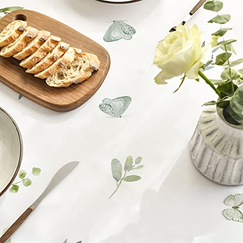 Horaldaily Spring Summer Tablecloth 60x84 Inch, Eucalyptus Floral Table Cover for Party Picnic Dinner Decor