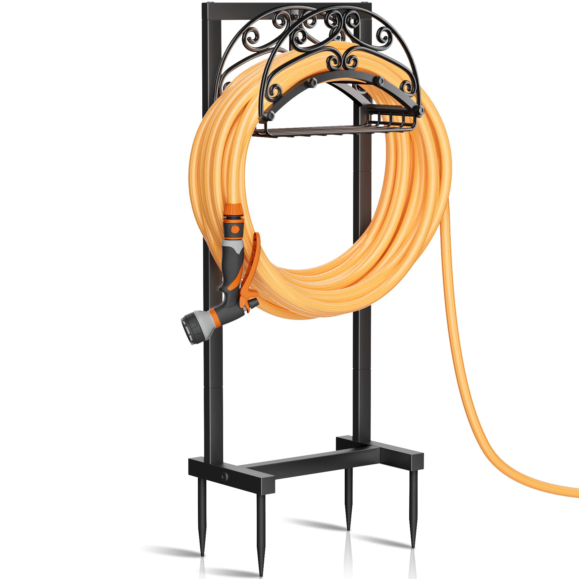 Gayuteay Garden Hose Holder - Upgraded Water Hose Holder Holds 150-feet Hose, Freestanding Heavy Duty Metal Hose Stand Detachable Design, Sturdy Outdoor Garden Hose Storage Rack for Outside Yard Lawn