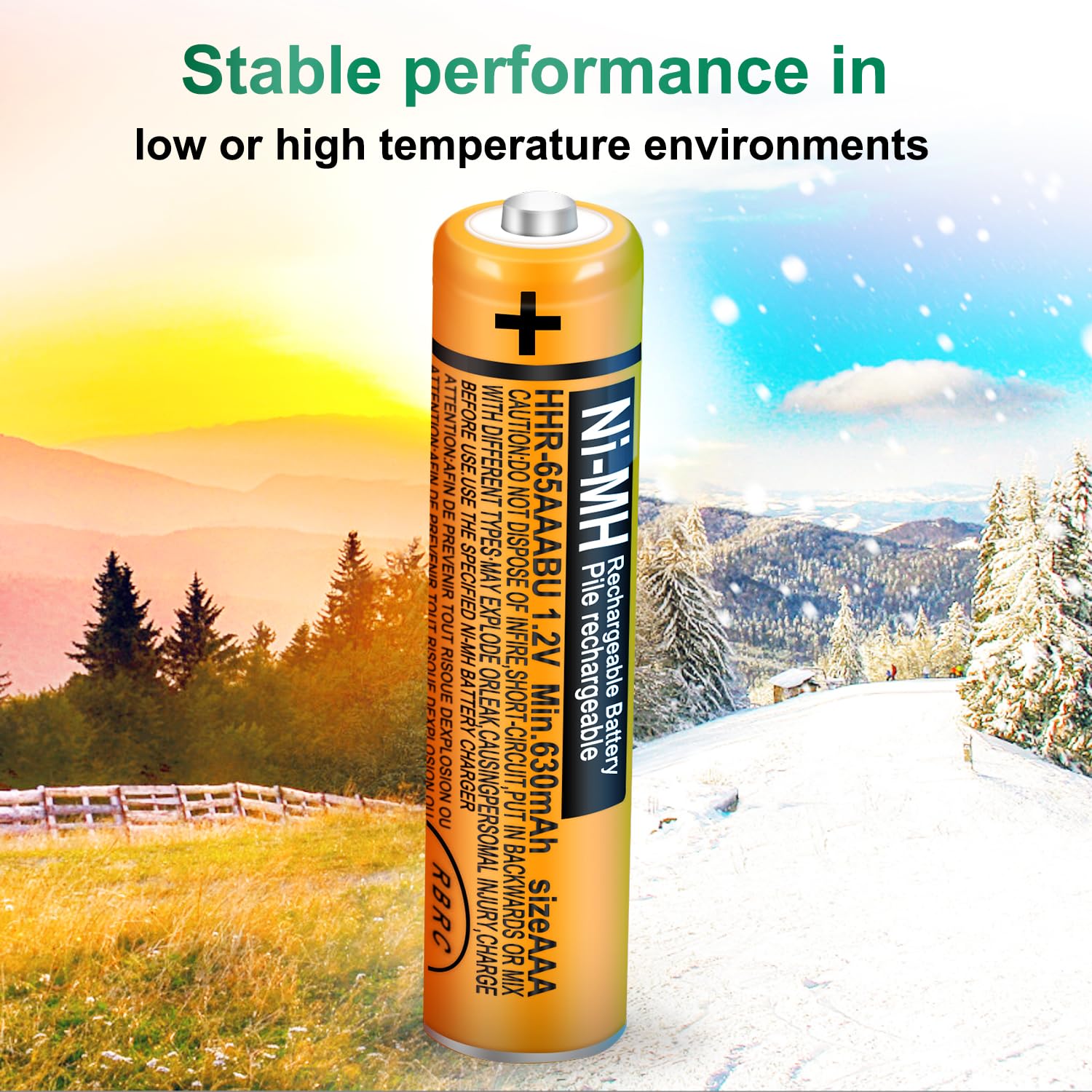 6 Pack HHR-65AAABU NI-MH Rechargeable Batteries 1.2V 630mAh AAA Battery for Panasonic Cordless Telephone Batteries