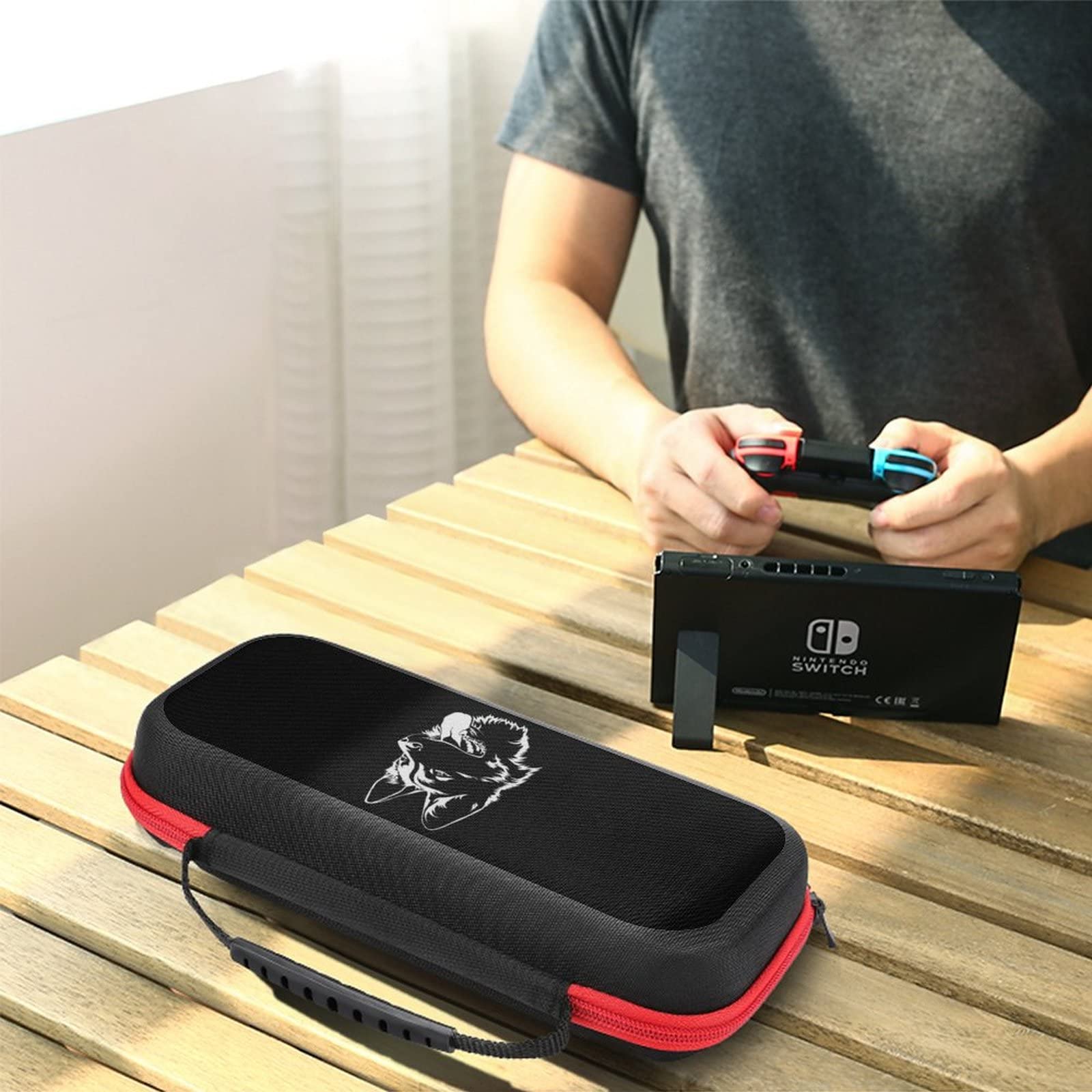 German Shepherd Head Compatible with Nintendo Switch Carrying Case Portable Travel Carry Cover Accessories With 20 Game Card Slots