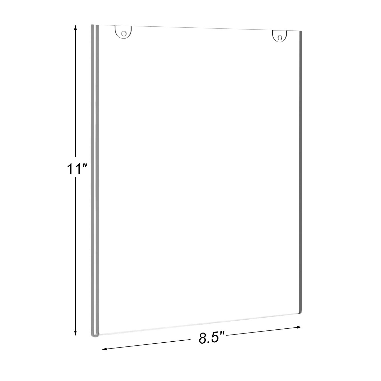 Acrylic Sign Holder 8.5" X 11" - Wall Mount Acrylic Frames for Picture, Poster and Flyer - Clear Plastic Sign Holder with 3M Tape Adhesive, Suction Cups and Screws, Pack of 6 Thick Poster Holder
