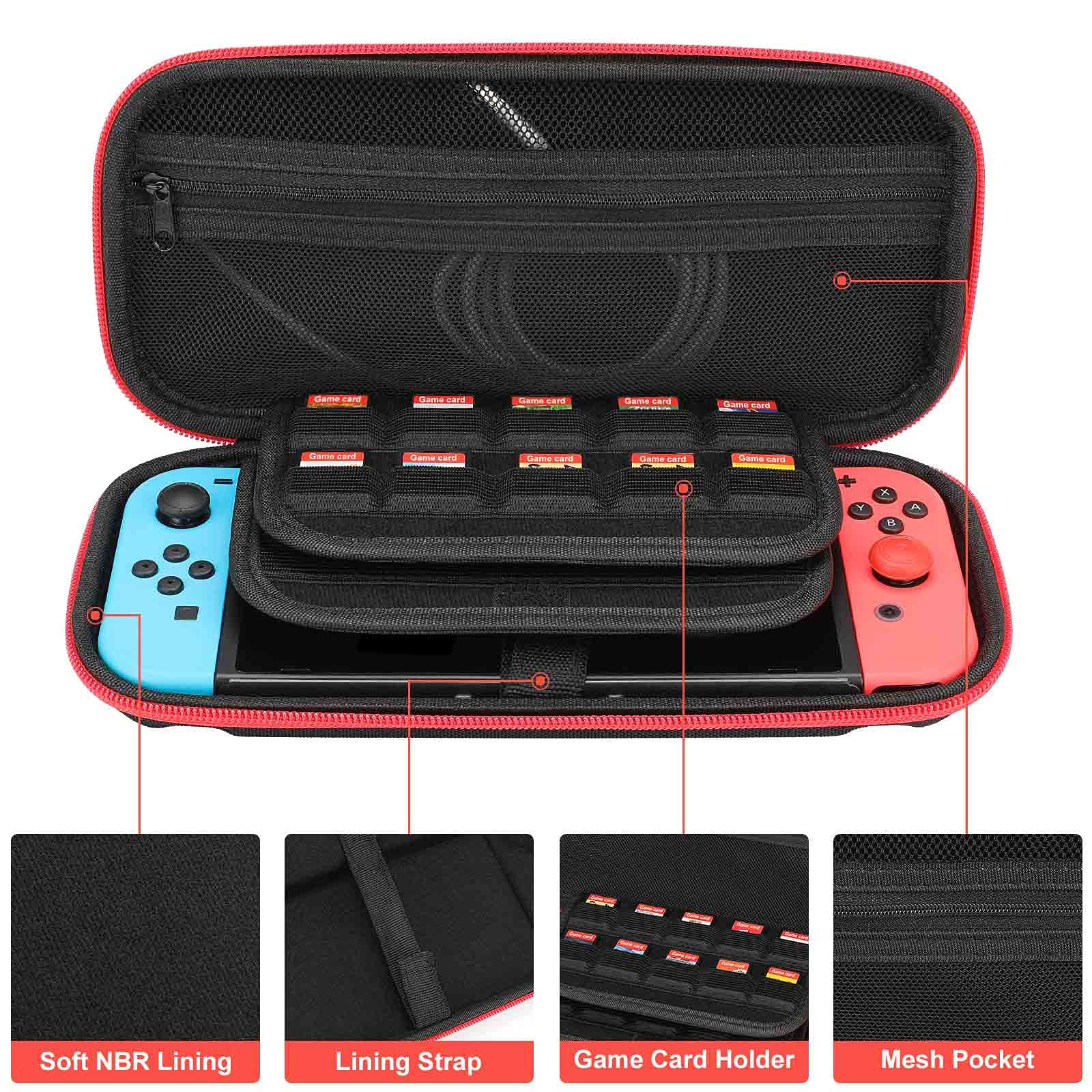 German Shepherd Head Compatible with Nintendo Switch Carrying Case Portable Travel Carry Cover Accessories With 20 Game Card Slots