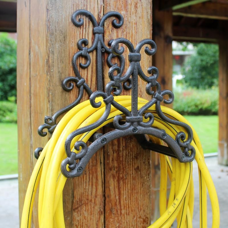 Cast Iron Scrowl Decorative Hose Reel Garden Hose Hanger Rack Storage Wall Mount Wrought Iron,for Yard Balcony 23.6.13