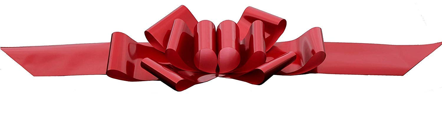 Big Red Car Bow Ribbon - 25" Wide, Fully Assembled Large Gift Decoration, Valentine's Day, Christmas, Large Gift Bow, Birthday, Anniversary, School Dance, Fundraiser