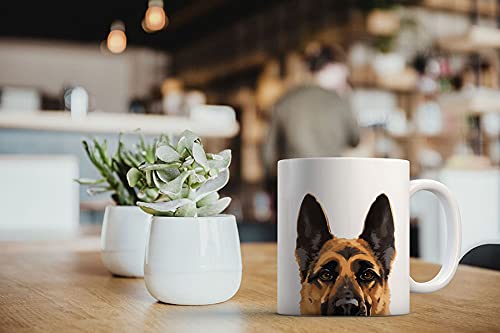 MUGBREW Black Tan German Shepherd Dog Ceramic Coffee Mug Tea Cup, 11 OZ