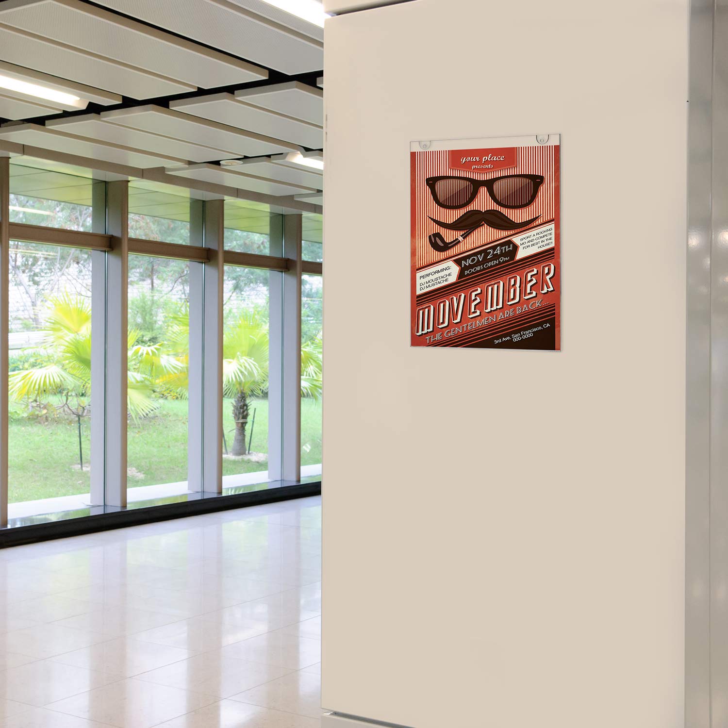 Acrylic Sign Holder 8.5" X 11" - Wall Mount Acrylic Frames for Picture, Poster and Flyer - Clear Plastic Sign Holder with 3M Tape Adhesive, Suction Cups and Screws, Pack of 6 Thick Poster Holder