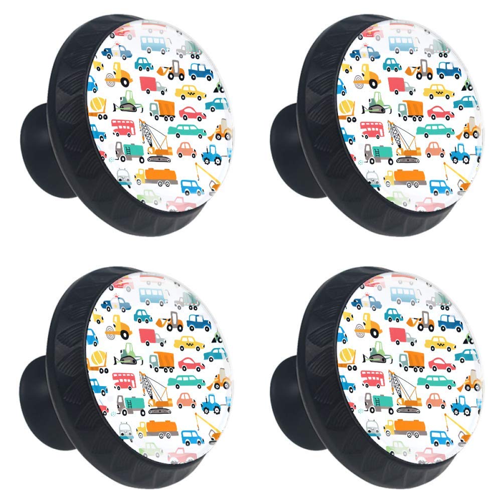Cartoon Kids Cars Toy Cabinet Dresser Knobs 4 Pcs Drawer Door Pull Handles for Kitchen Bathroom Unique Drawer Knobs