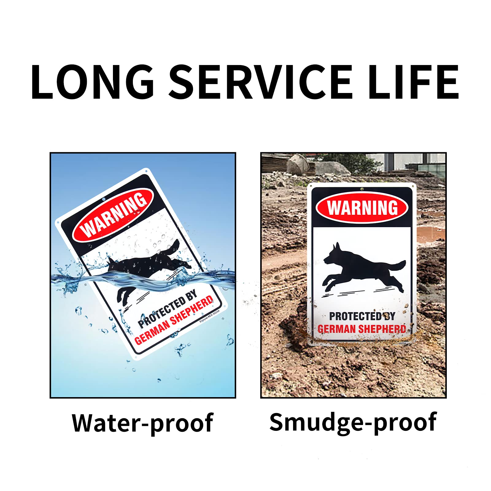 2-Pack Protected by German Shepherd Sign,Beware of Dog Sign, 12"x 8" .04" Aluminum Reflective Sign Rust Free Aluminum-UV Protected and Weatherproof