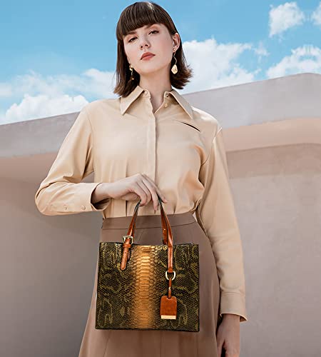 myfriday Vegan Leather Tote Shoulder Bag for Women, Snake Pattern Large Top Handle Satchel Handbags 3pcs Purse Set