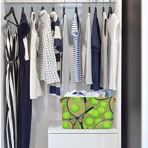 Fabric Storage Bins Tennis Rackets Balls Small Shelf Basket With Handles Decorative Cubes Box Organizer Containers for Shelves Home Office Decor
